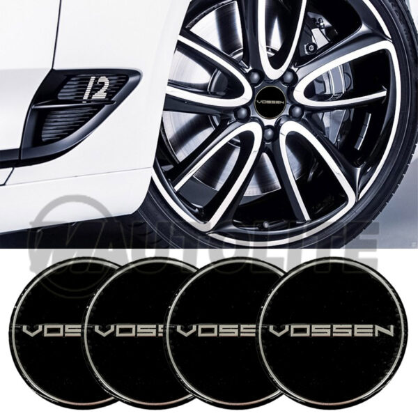 Sticker decorativo VOSSEN NEGRO para centro de aros ALUMINIO 56mm/LOGO – Mautolite