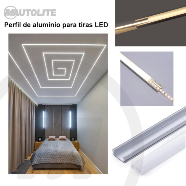 Perfil aluminio para tiras LED 2cm/A2010 – Mautolite